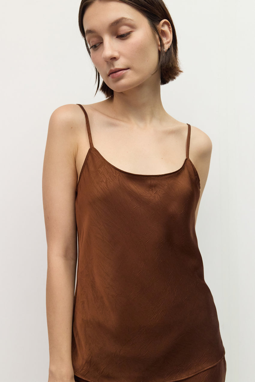 The Jasmine Top | Crinkle Satin Tank